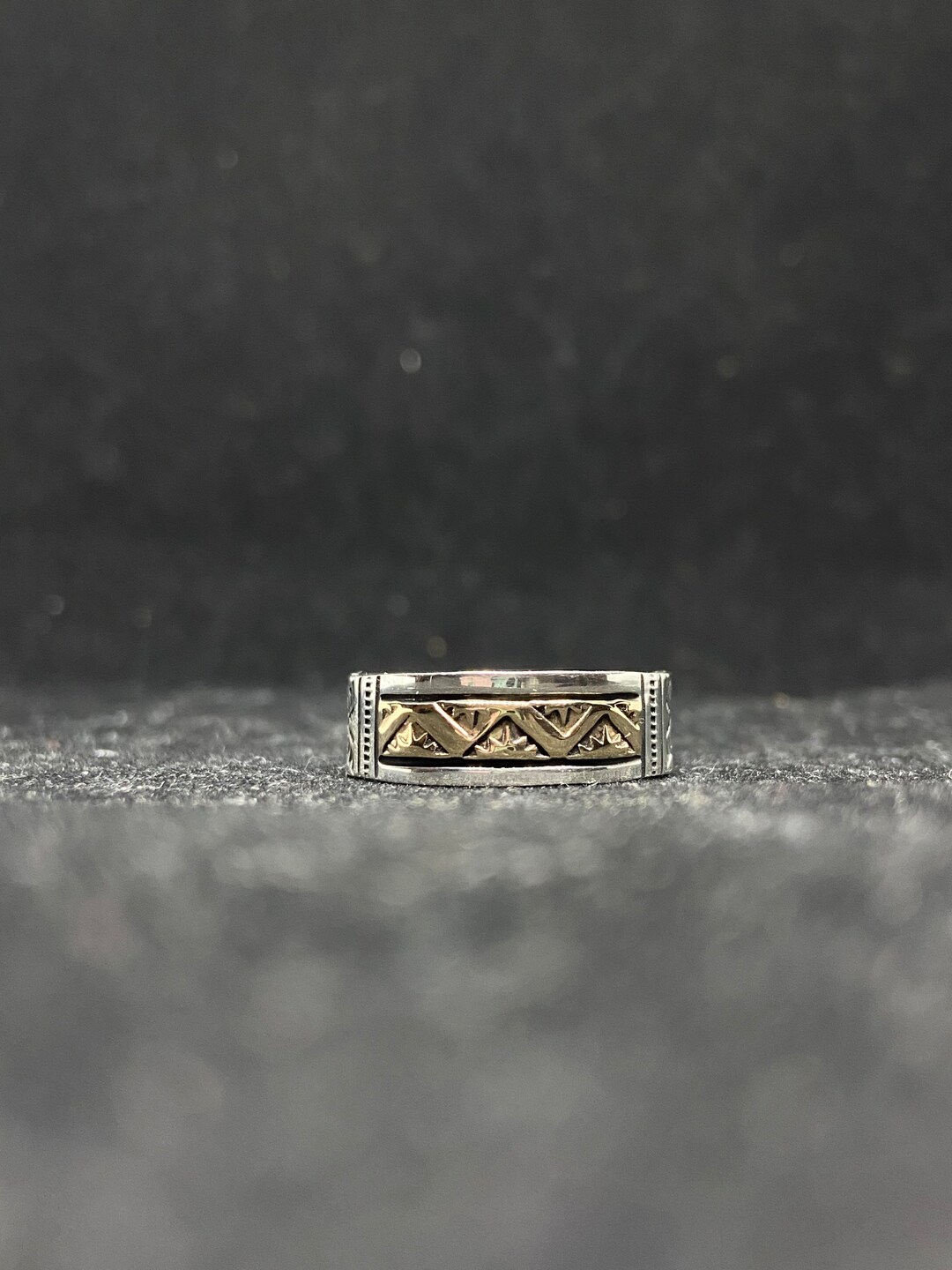 Handmade Native American Navajo 14 Karat Gold & Sterling Silver Mens ...