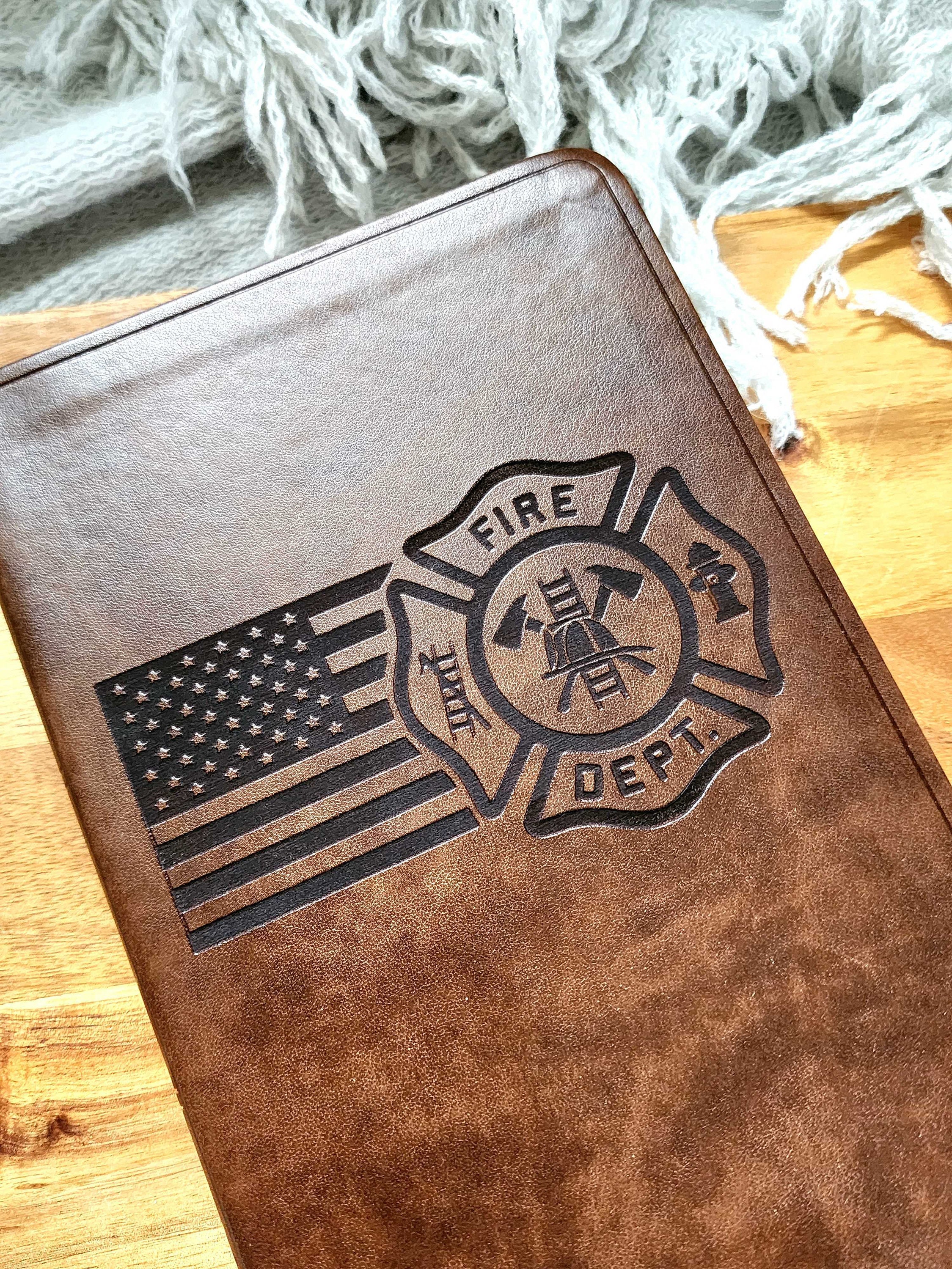 American Firefighter Leather Bible | Personalized Leather Bible ...