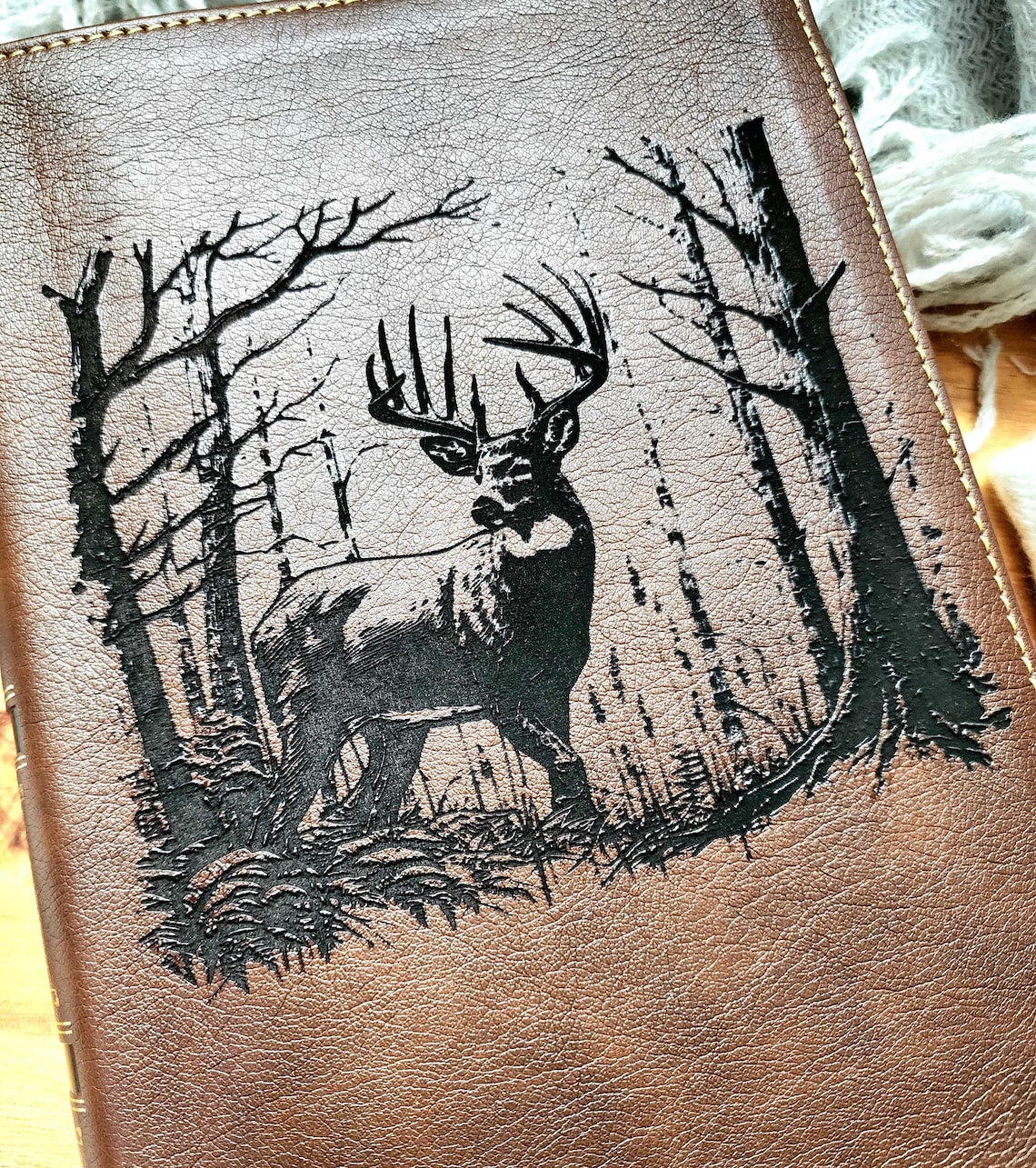 Big Buck Leather Bible | Personalized Leather Bible | Engraved ...