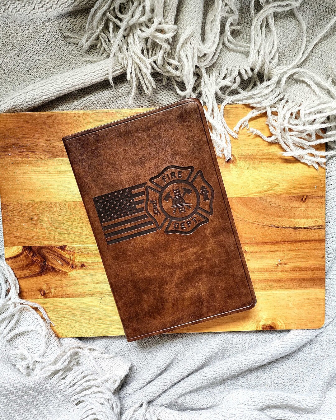 American Firefighter Leather Bible | Personalized Leather Bible ...
