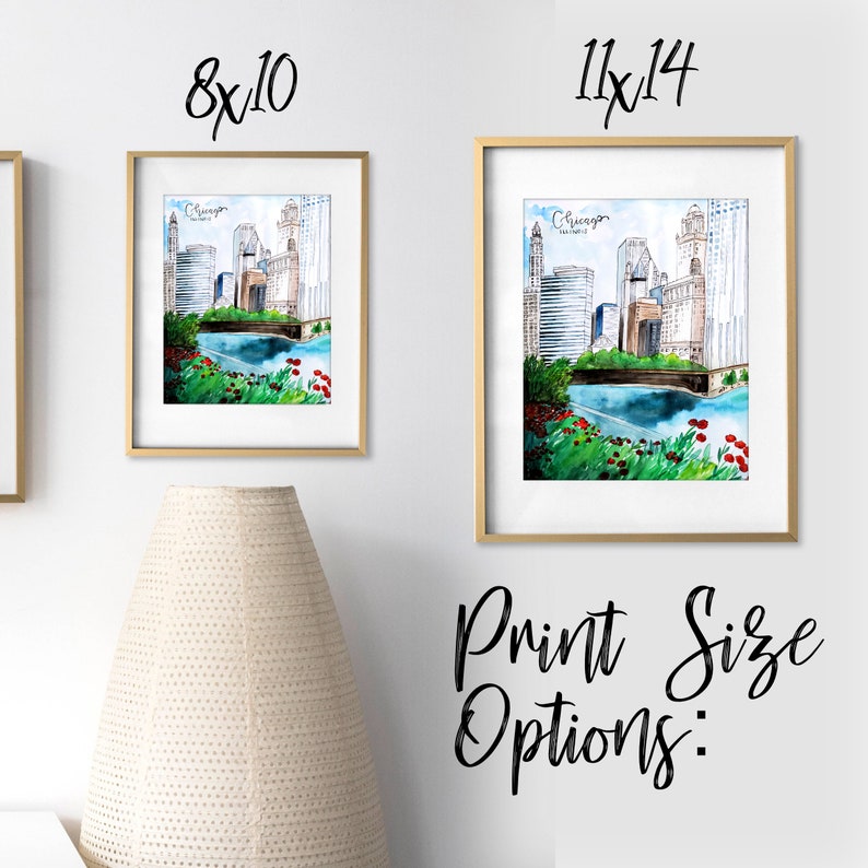 Chicago Wall Art Print Set | Chicago Watercolor Prints | Chicago Wall ...