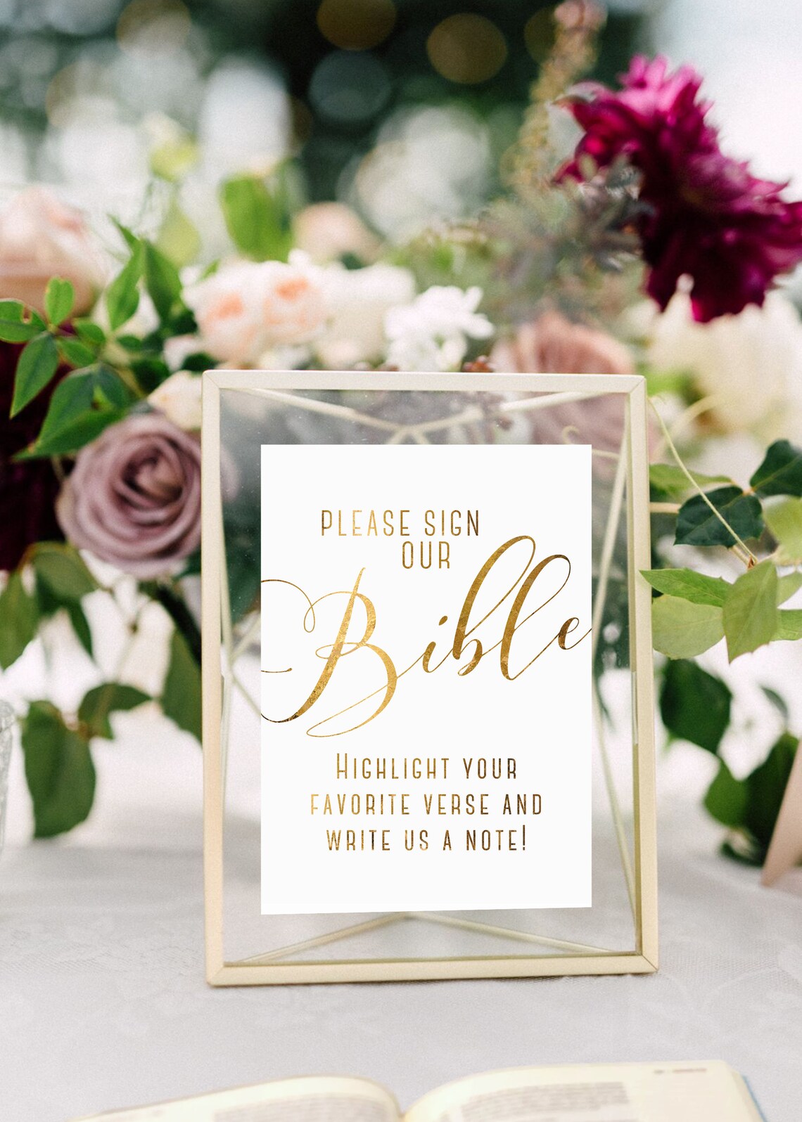 Gold Bible Guest Book Sign Sign Our Bible Sign Highlight | Etsy