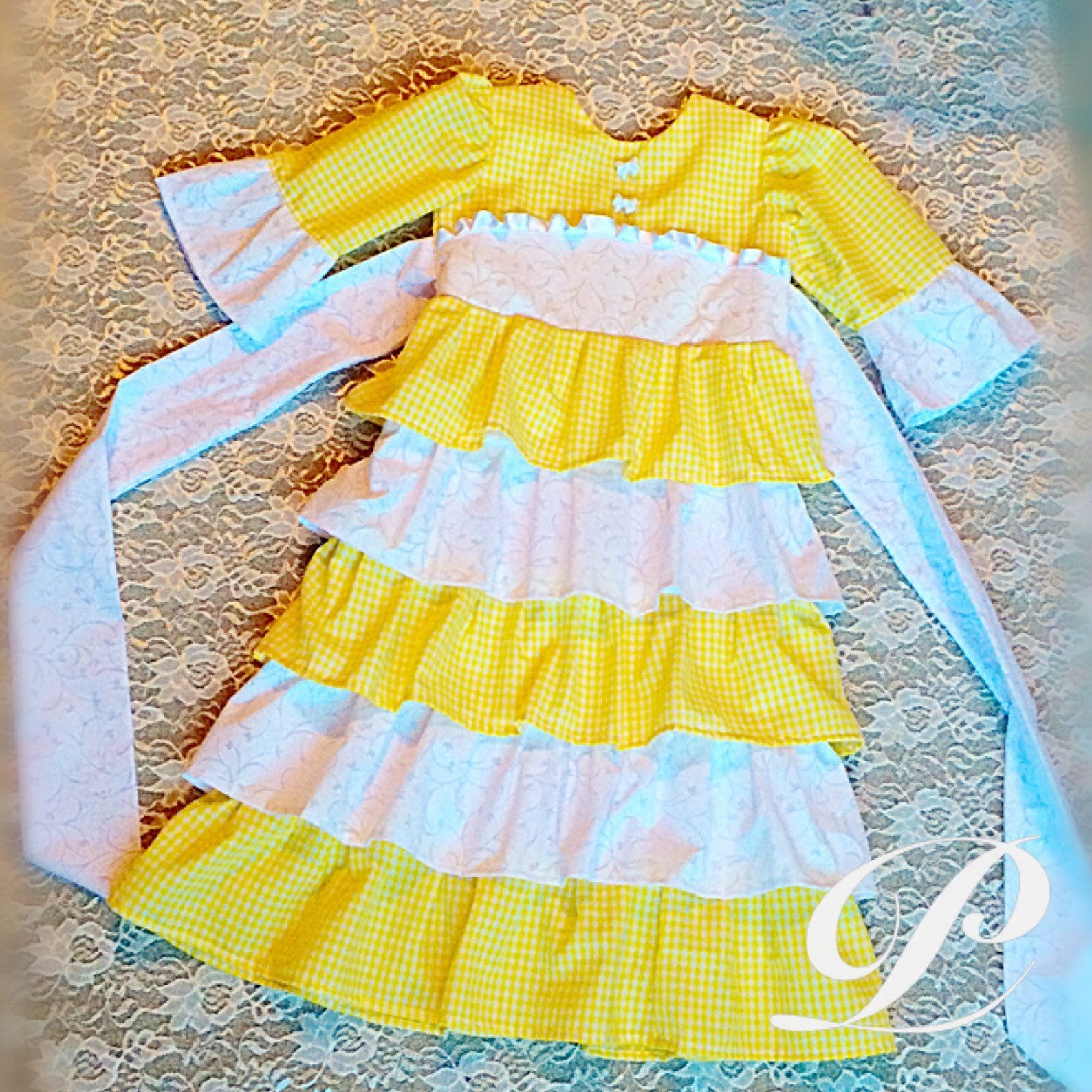 GIRLS YELLOW GINGHAM Dress Yellow Easter Dress Four Weeks | Etsy
