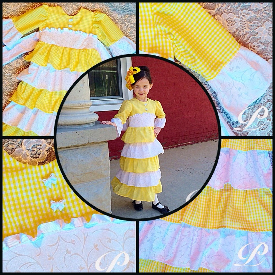 GIRLS YELLOW GINGHAM Dress Yellow Easter Dress Four Weeks | Etsy