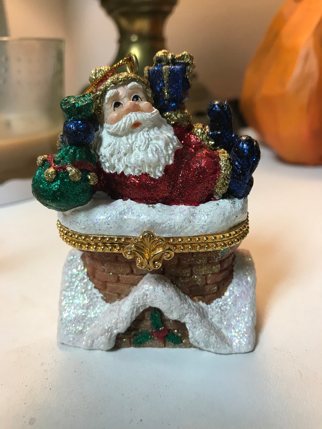 Vintage Santa Ornament/ Vintage Santa Keep Sake Box/ Vintage Santa ...