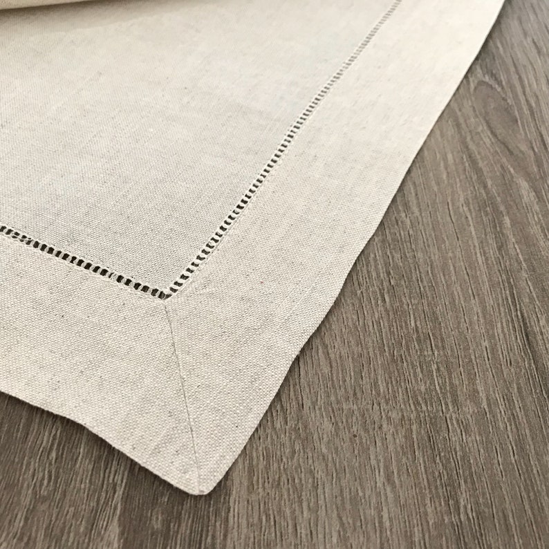 22" Inch Square Hemstitch Natural Rustic Linen Cloth Dinner Lunch ...