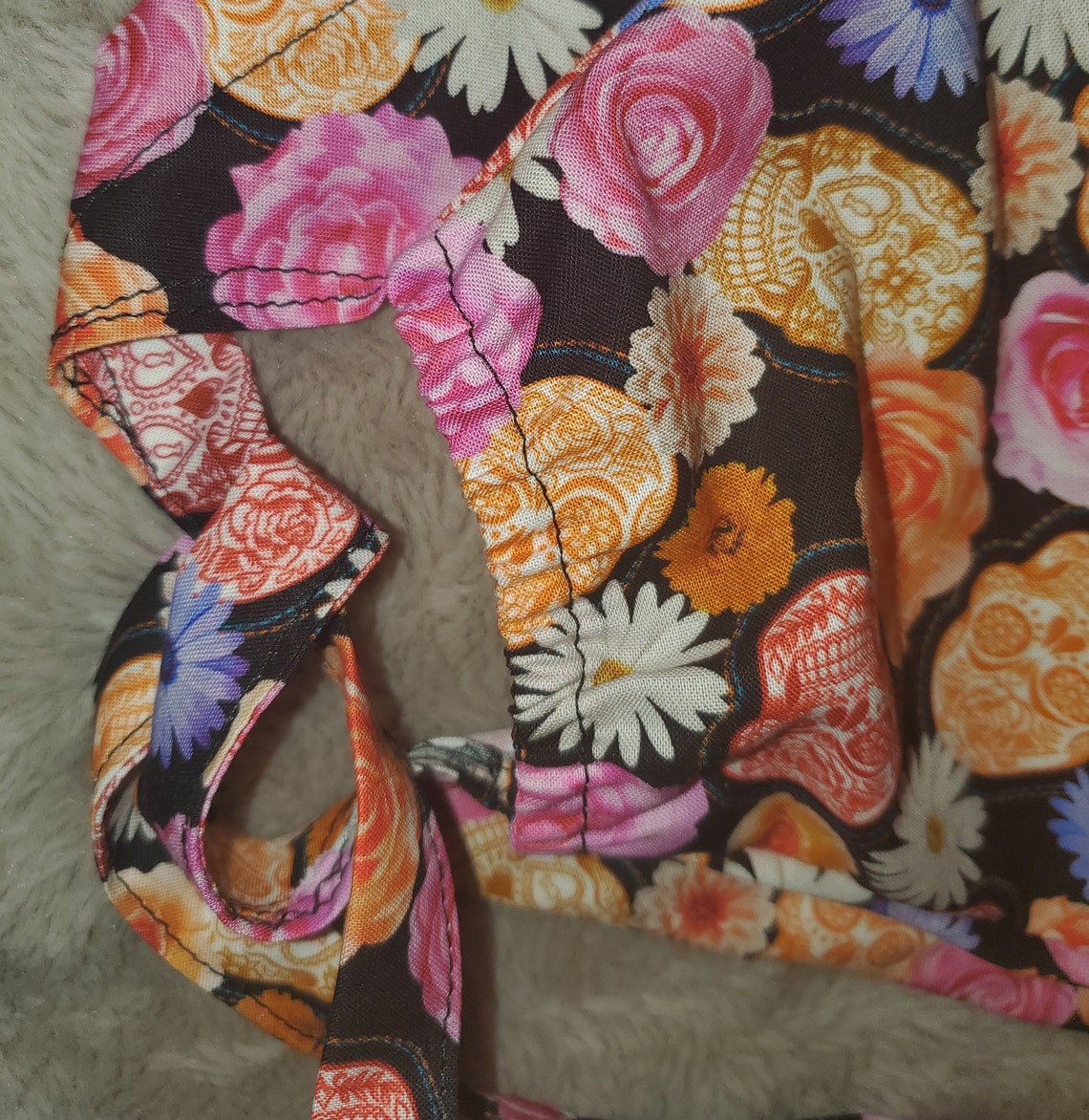 Sugar Skulls & Roses Scrub Cap 100% Cotton Buttons | Etsy