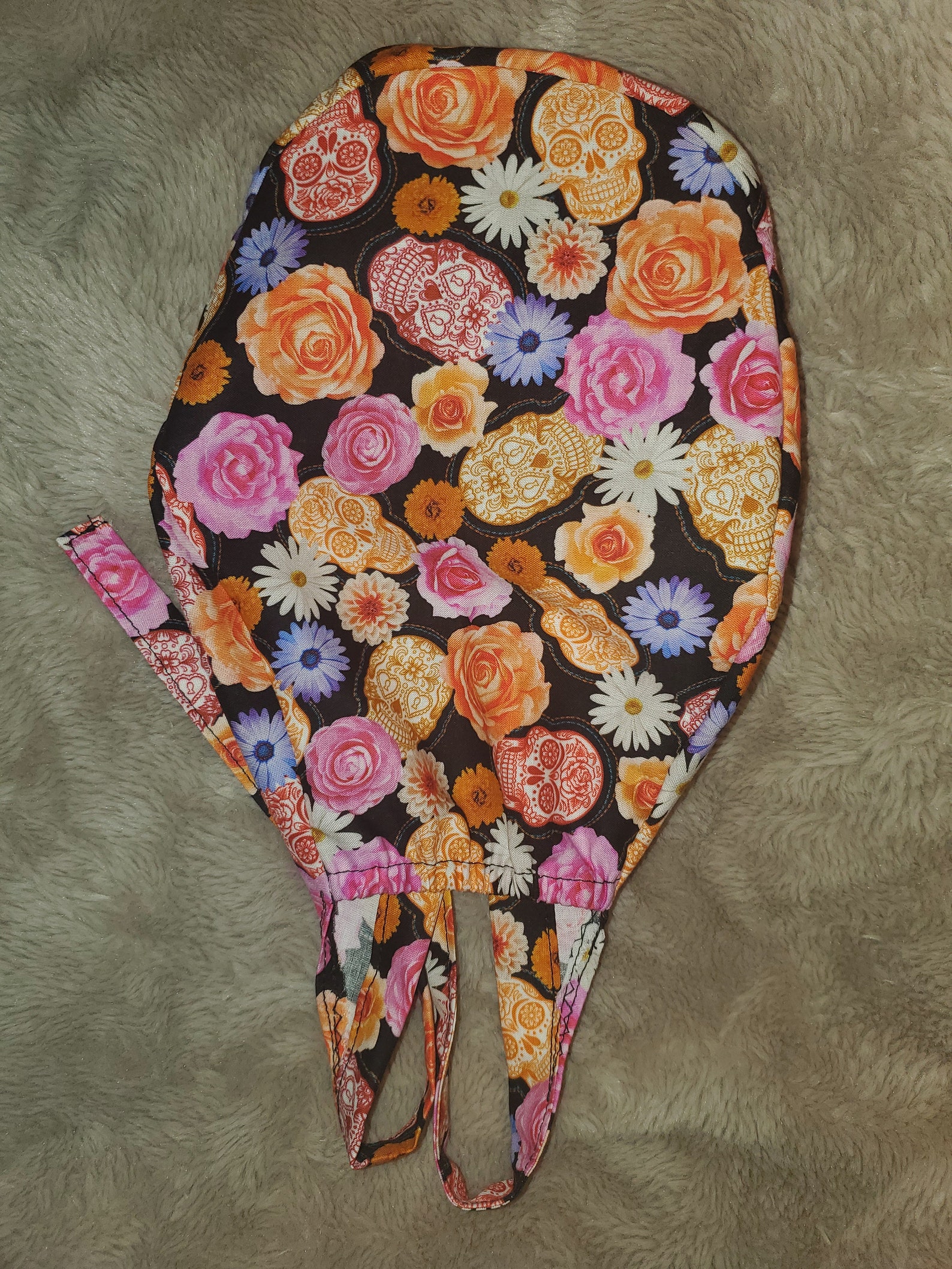 Sugar Skulls & Roses Scrub Cap 100% Cotton Buttons - Etsy