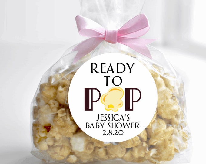Going to Pop Stickers, Baby Shower Stickers, Popcorn Labels, Baby ...
