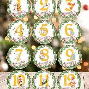 12 Days of Christmas Stickers. Christmas Countdown Stickers. Advent ...