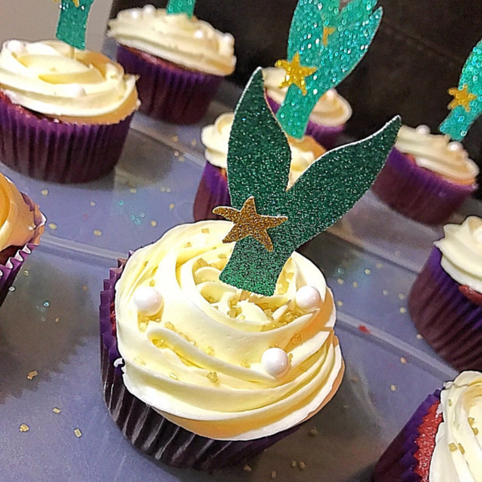 Mermaid Tail Cupcake Toppers - Set of 12 | Under the Sea Birthday Decor ...