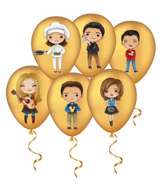 Friends Inspired Balloon Stickers Set of 6. Friends Party | Etsy