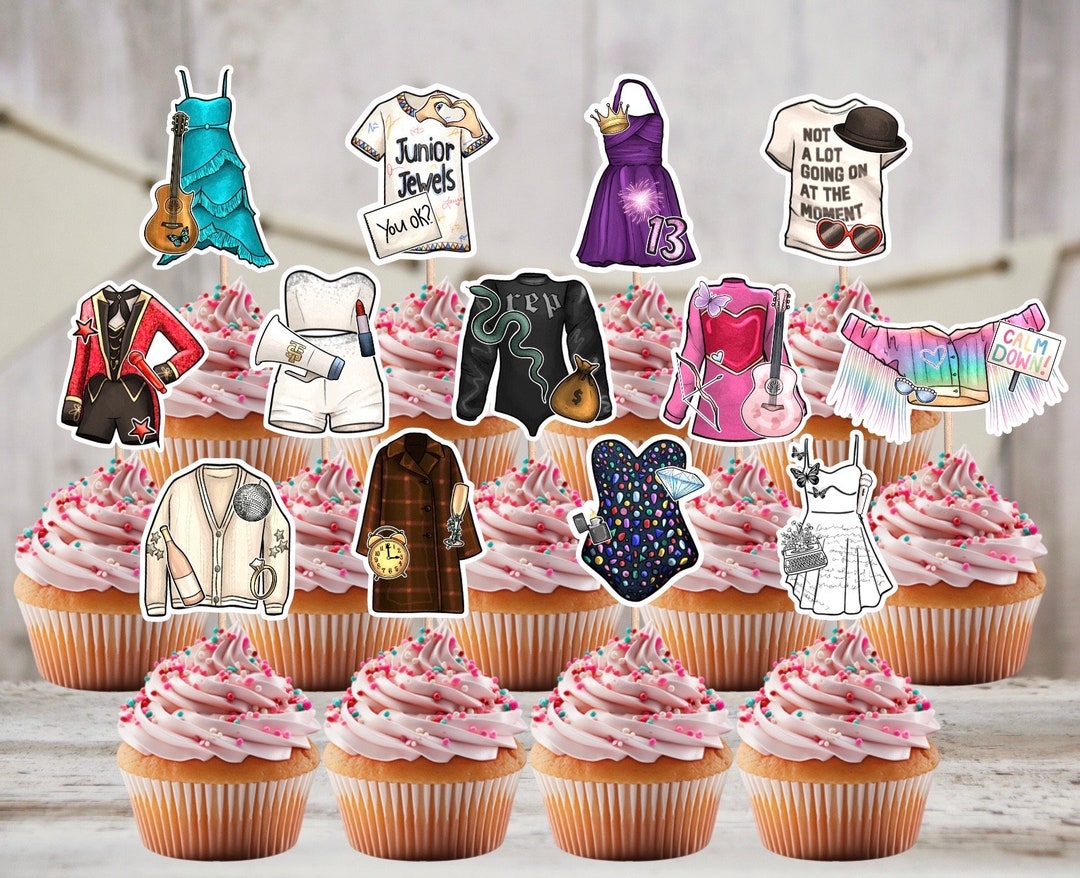 Eras Outfit Cupcake Toppers Set of 13. Birthday Era Theme. Eras Tour ...
