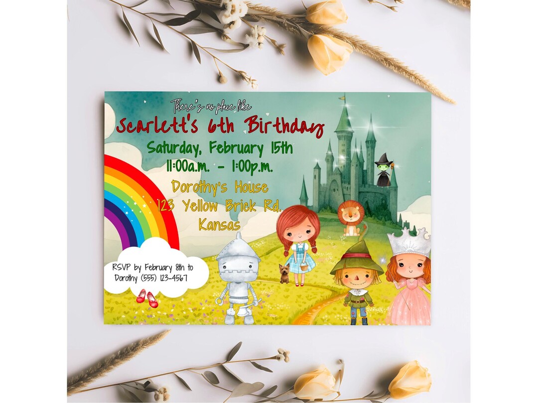 Editable Oz Birthday Invitation Template. Wizard of Oz Inspired Digital ...