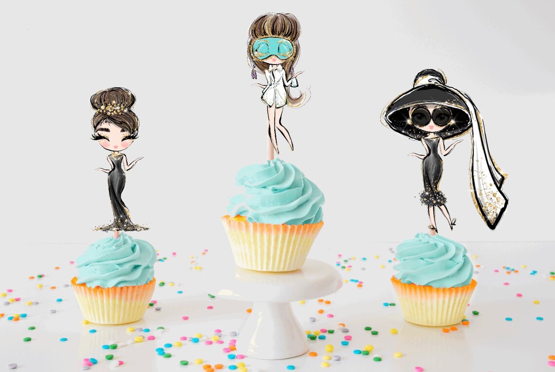 Breakfast at Tiffanys Cupcake Toppers Set of 12. Bridal - Etsy