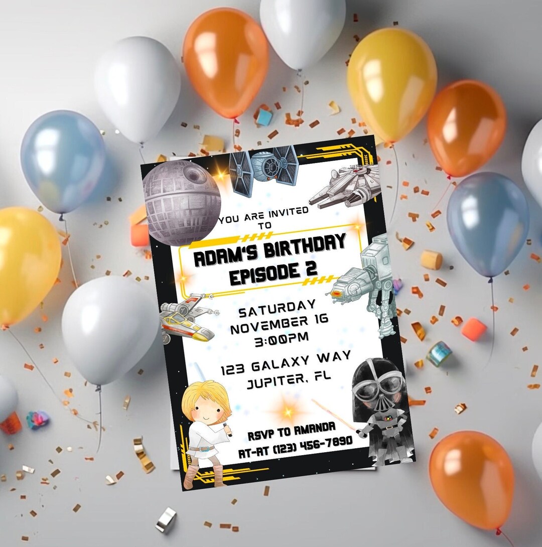 Editable Star Wars Inspired Birthday Invitation Template. Star Ship ...