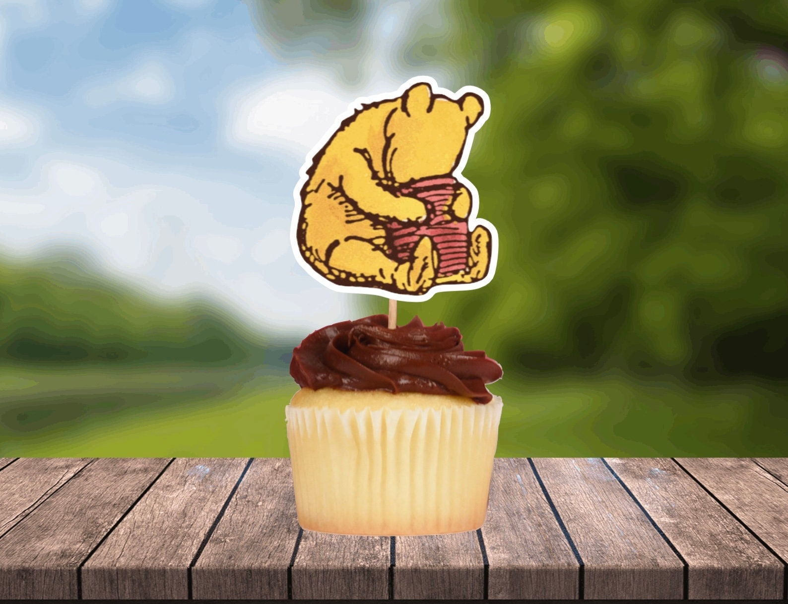 Pooh Cupcake Toppers Set of 12. Pooh Baby Shower - Etsy