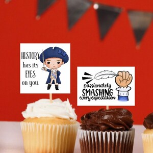 Hamilton Cupcake Toppers - Set of 12. Hamilton Party Theme. Hamilton ...