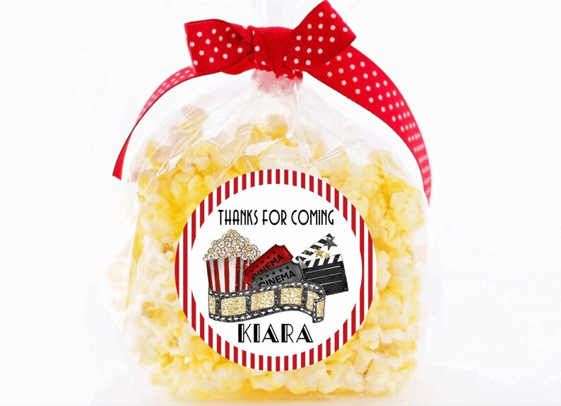 Movie Stickers. Personalized Party Favor Labels. Movie Theme Stickers ...