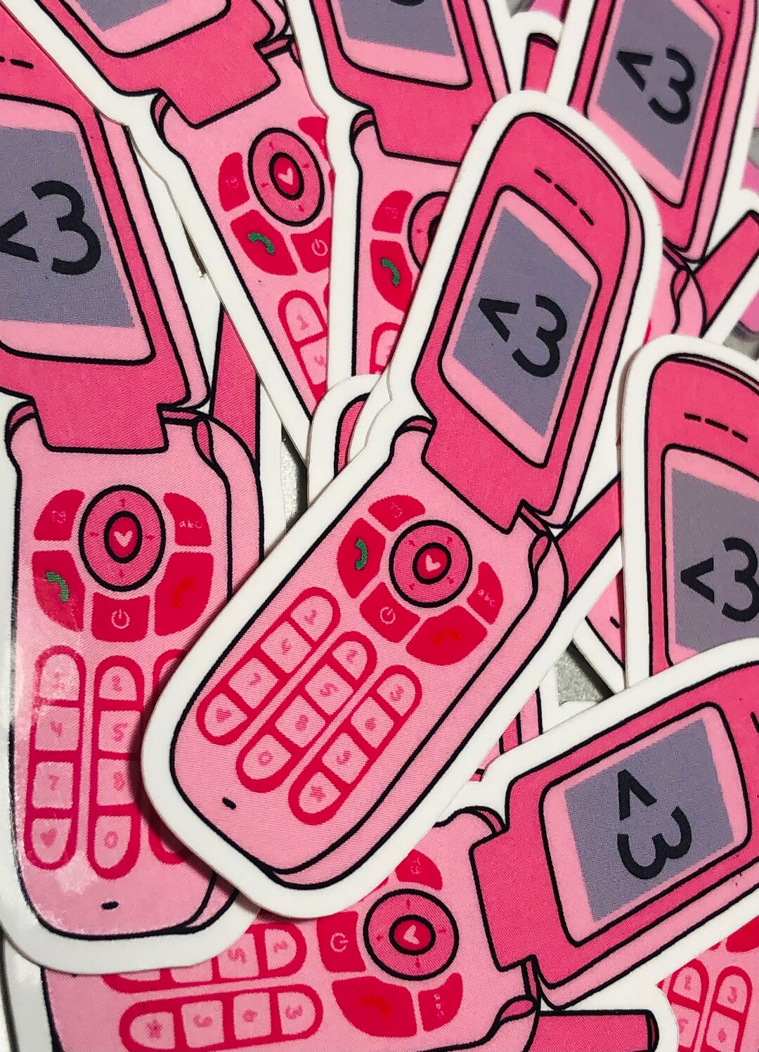Pink Flip Phone Waterproof Vinyl Sticker. Millennial Sticker. 90s ...