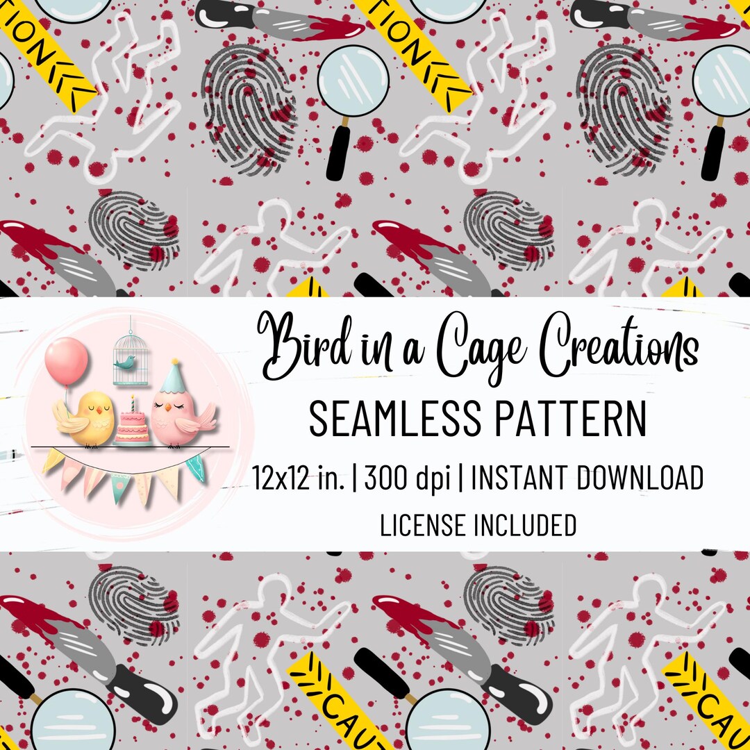 True Crime Seamless Pattern 300 DPI PNG Download Cute Digital Paper ...