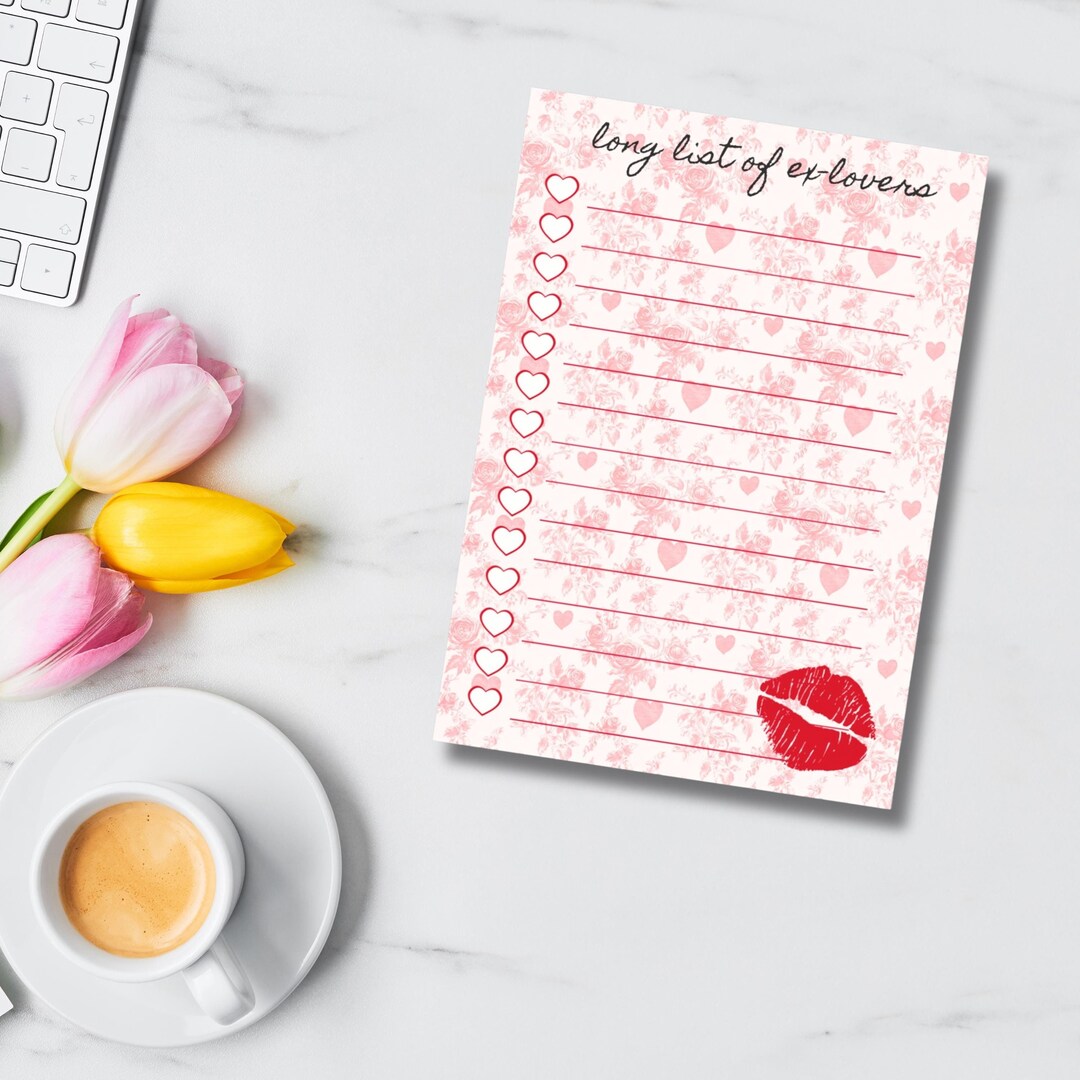 Funny Post-it Note Pads, Valentines Office Supplies, 'long List of Ex ...