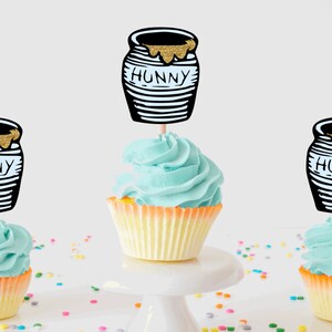 Pooh Cupcake Toppers Set of 12. Pooh Baby Shower | Etsy