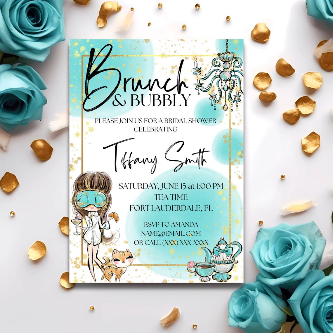 Editable Brunch at Tiffany’s Invitation Template. Bridal Shower Digital ...