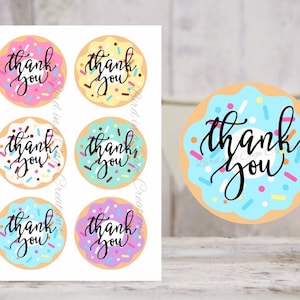 Donut Party Favor Stickers. Thank You Stickers. Donut Party - Etsy