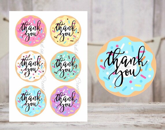 Donut Party Favor Stickers. Thank You Stickers. Donut Party | Etsy