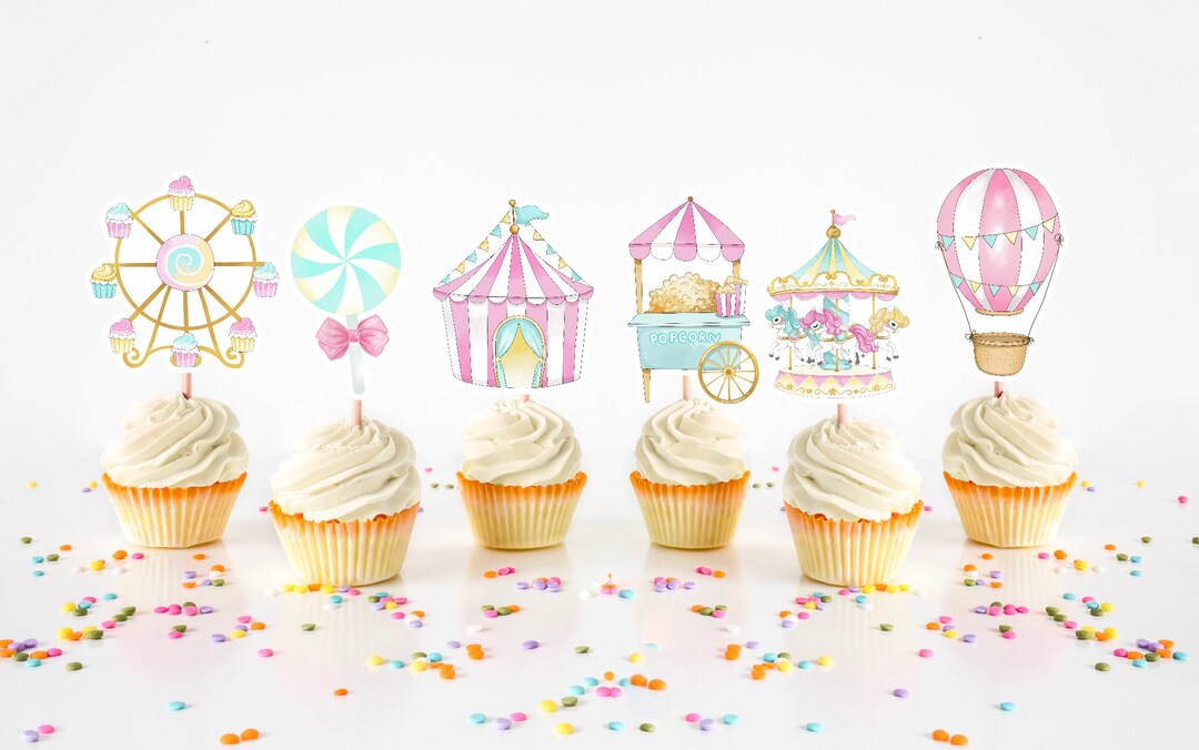 Carnival Cupcake Toppers - Set of 12. Carnival Theme Party. Carnival ...