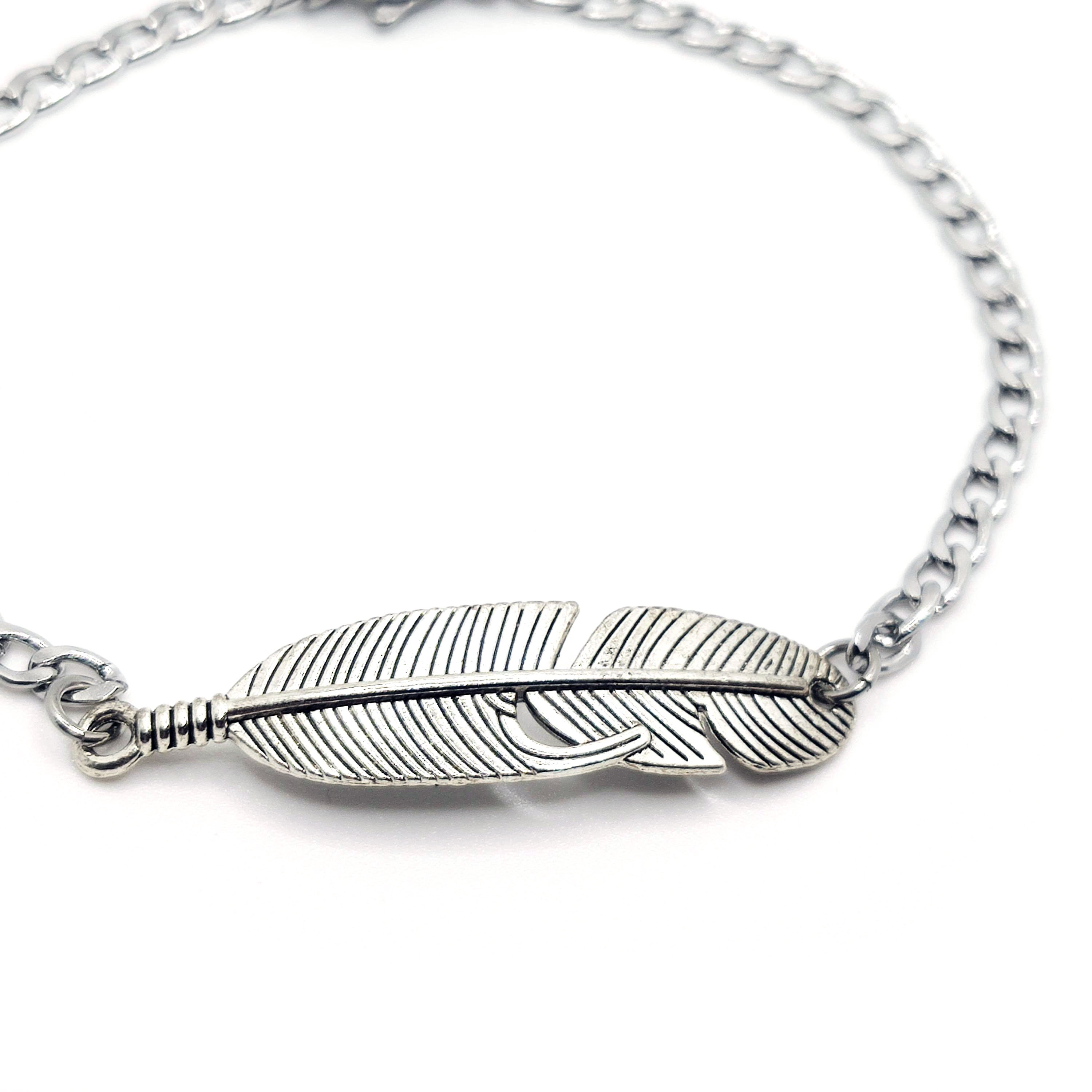 Mens Feather Anklet Silver Anklet Mens Gift Anklet | Etsy