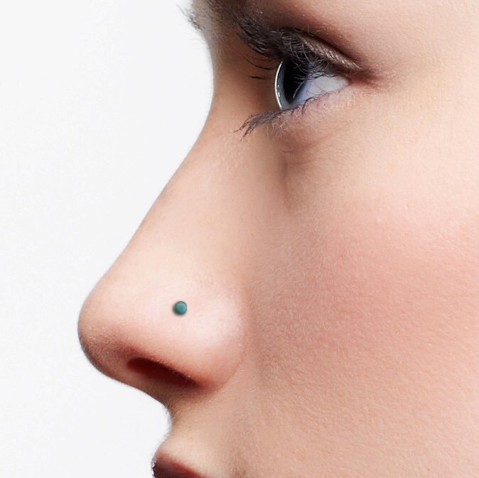 Blue Nose Stud Silver Nose Stud Tiny Nose Stud Nose | Etsy