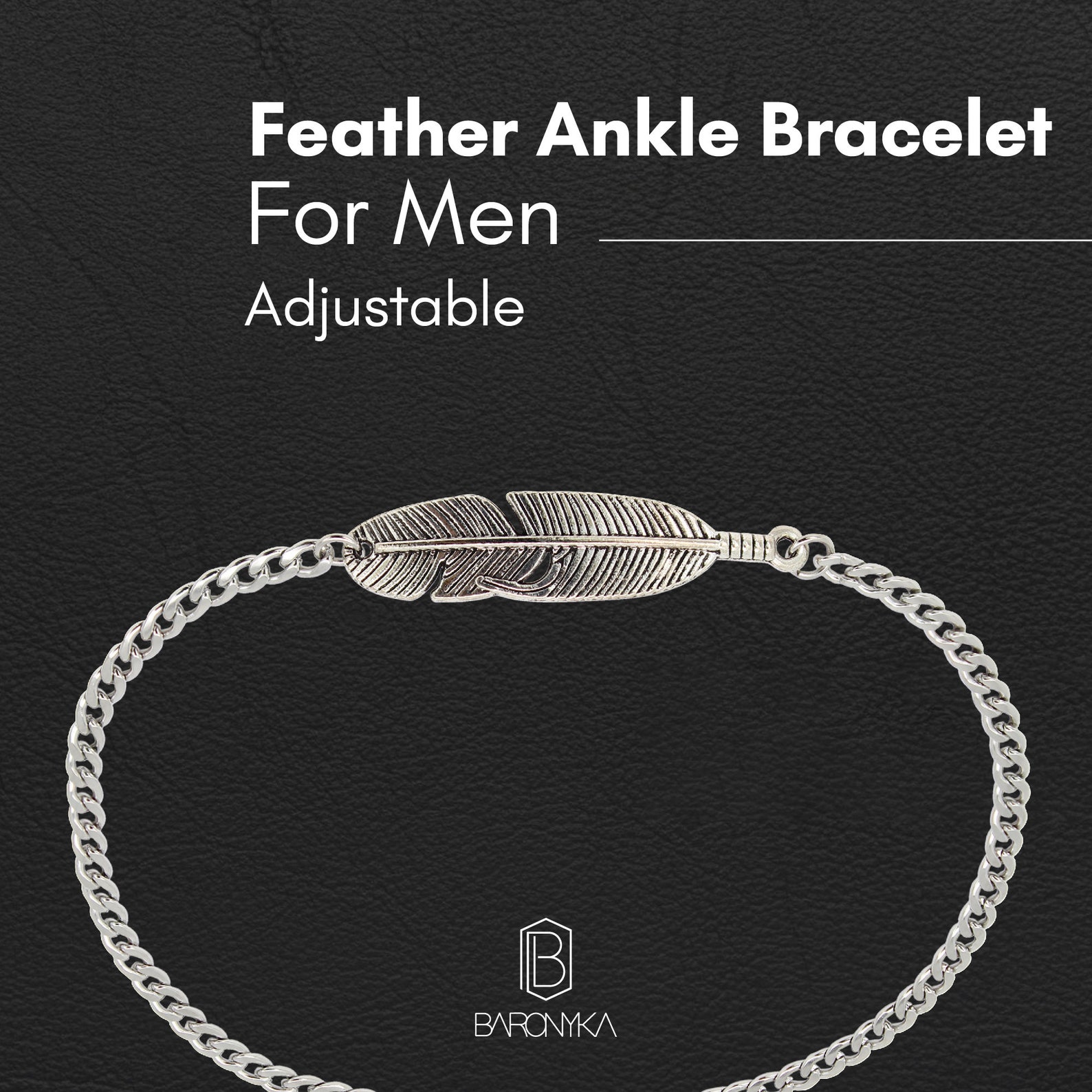 Mens Feather Anklet Silver Anklet Mens Gift Anklet - Etsy