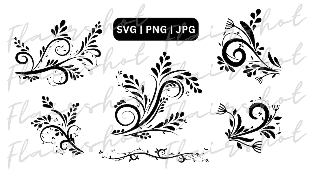 Swirls SVG, Floral Swirl Clipart, Digital Clip Art, INSTANT DOWNLOAD - Etsy