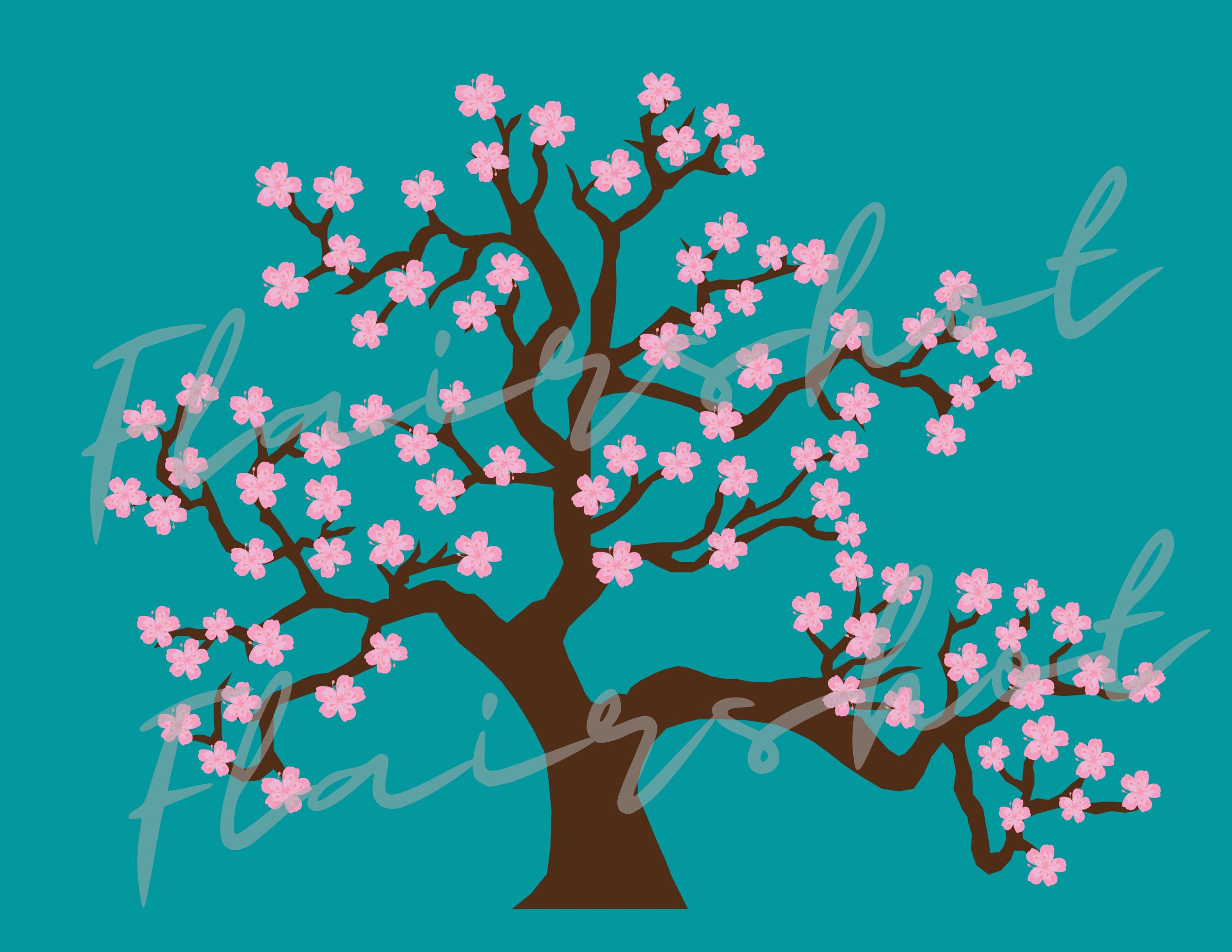 SVG White and Pink Sakura Tree, Sakura Tree Clip Art, Digital Clip Art ...