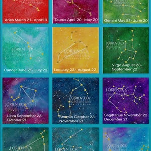 Zodiac Star Constellation Art Note Card Sets - All 12 Zodiac Signs Set ...
