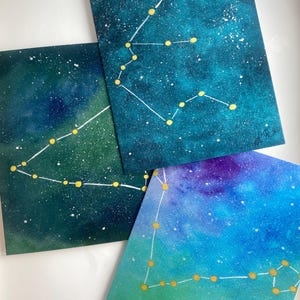 Zodiac Star Constellation Art Note Card Sets - All 12 Zodiac Signs Set ...
