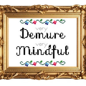 Demure and Mindful Cross Stitch Pattern - Etsy