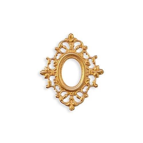 Brass Oval Stamping Filigree Pendant Settings, 18x13 Jewelry Findings ...