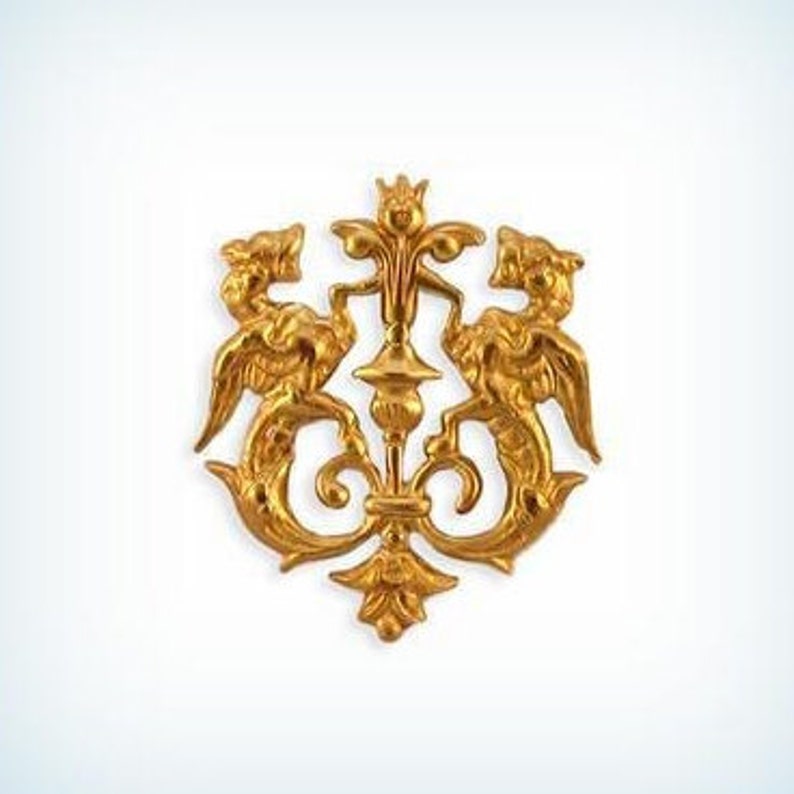 Double Dragon Medallion Brass Stamping Dragon Gargoyle Brass - Etsy