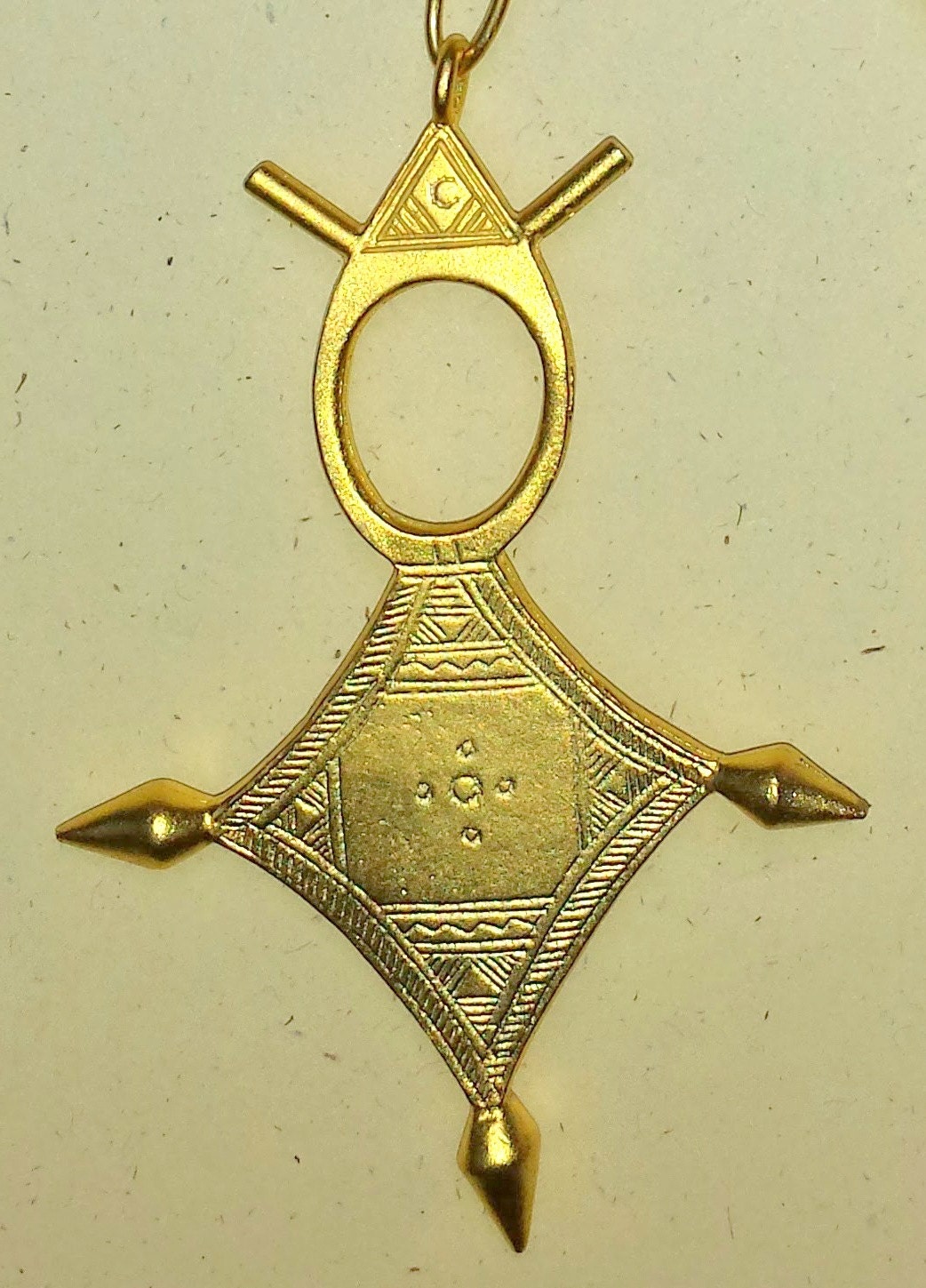 Amulet Inscribed Pendant Necklace Vintage Amulet 22K Matte - Etsy