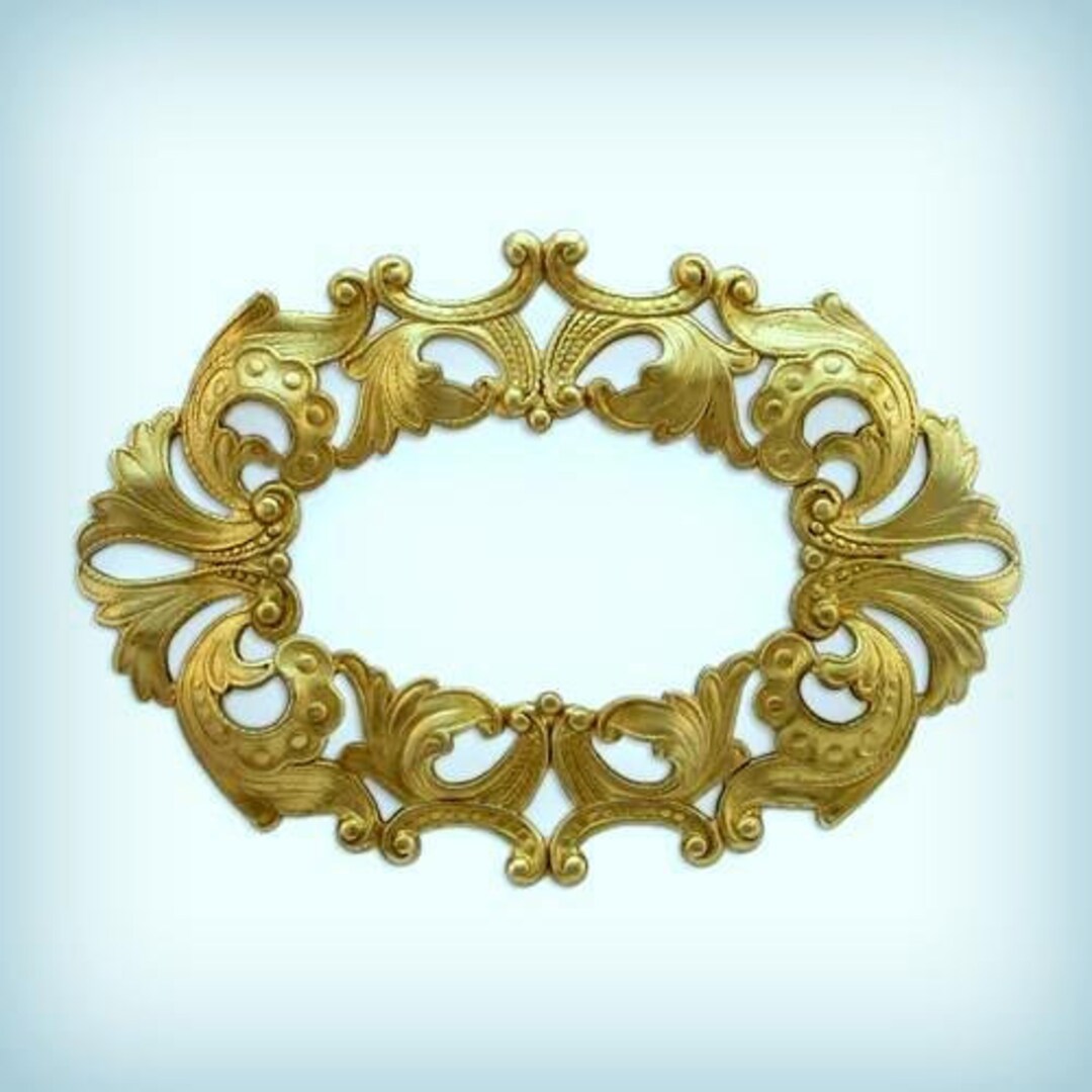 Haskell Oval Filigree Frame Brass Stamping Large Deco Oval - Etsy