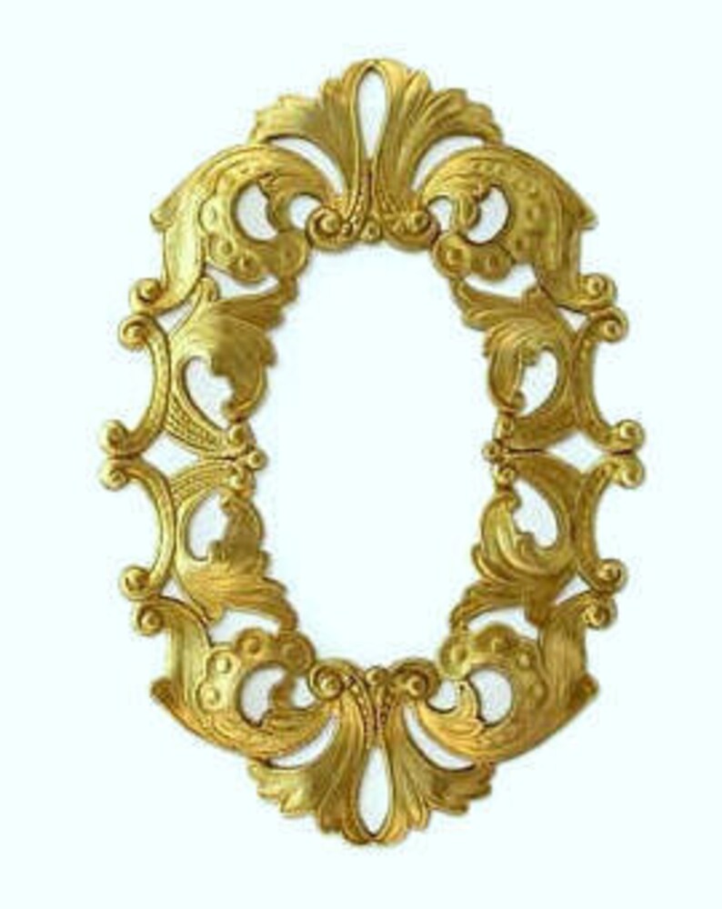 Haskell Oval Filigree Frame Brass Stamping Large Deco Oval - Etsy