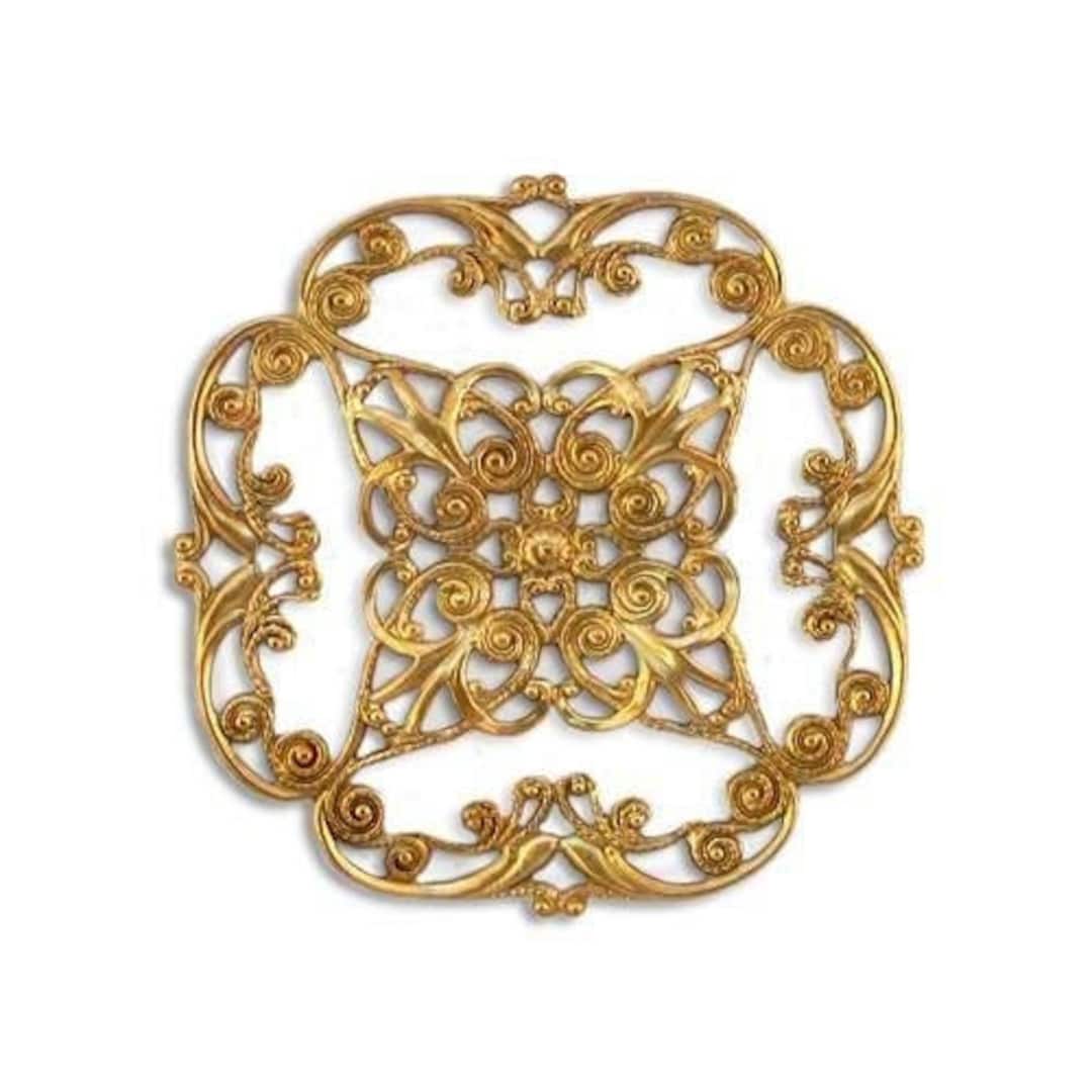 Filigree Scalloped Brass Stamping, Filigree Finding Stampings 64mm USA ...