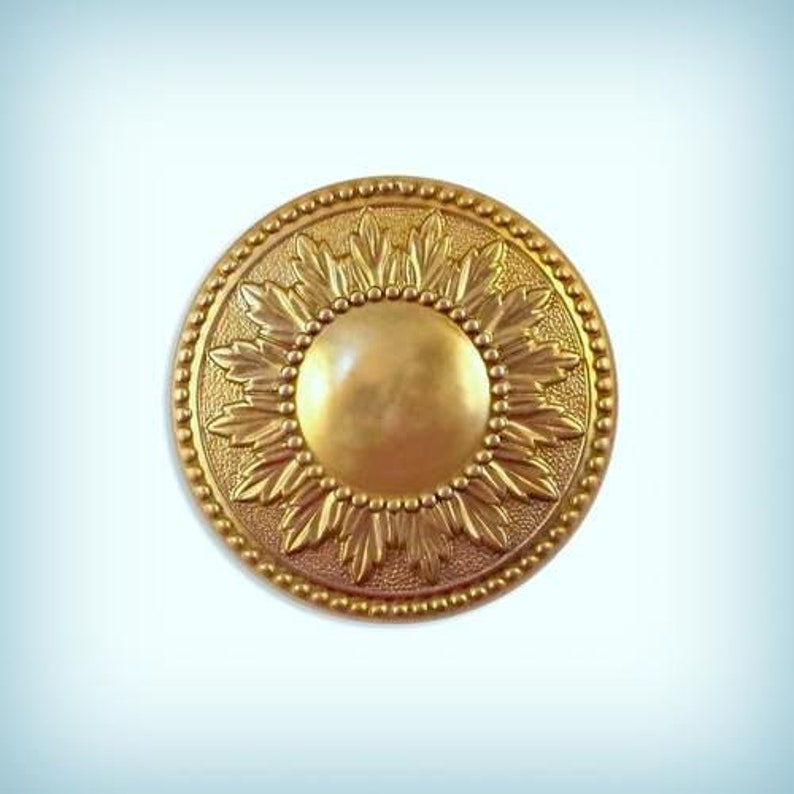 Sun Medallion Domed Raw Brass Stamping, 35mm Finding Embellishment USA ...