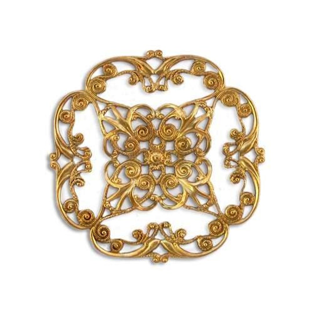 Round Brass Filigree Stamping, Scalloped Edge, USA Made (48mm) - Etsy