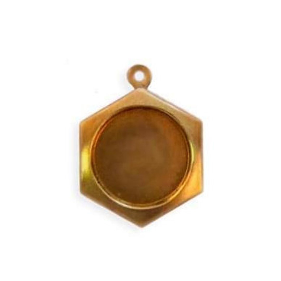 Octagon Blank Bezel Brass Charms, Brass Octagon Pendant Settings, USA ...