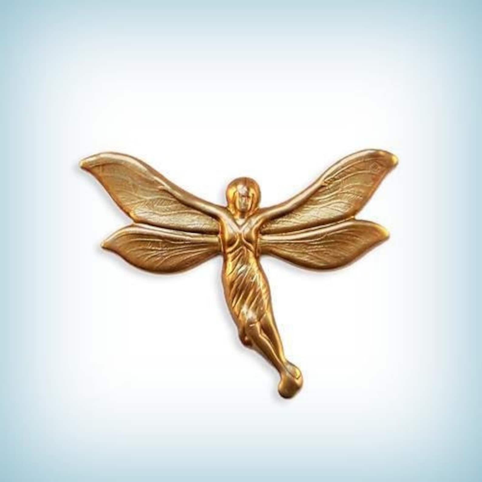 Art Nouveau Fairy Raw Brass Stampings, Fairy Embellishment Jewelry ...