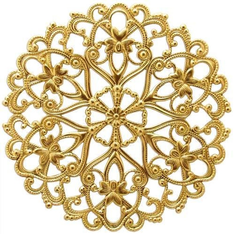 Round Brass Filigree Stamping 90mm Huge Round Haskell | Etsy